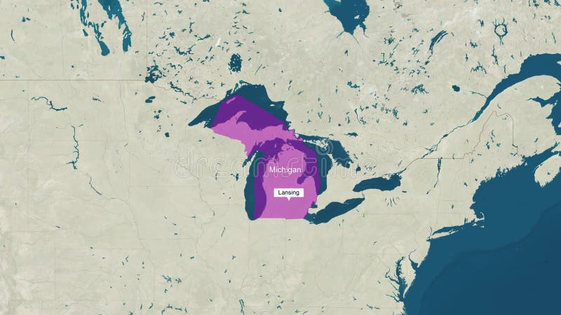 Zoom in To the Map of Michigan with Text, Textless, and with Flag Stock ...