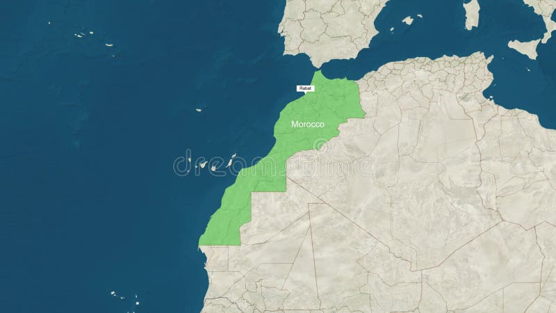 Zoom in To the Map of Morocco with Text, Textless Stock Video - Video ...