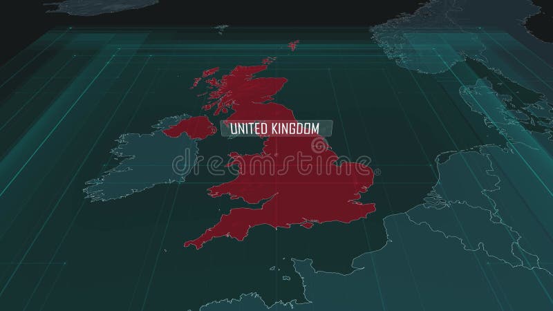 Zoom in To the Map of United Kingdom, with Text and Textless Stock ...