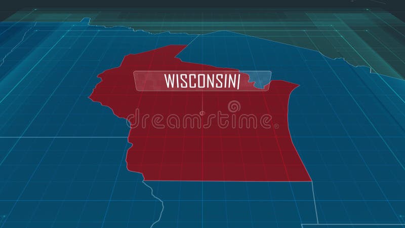 Zoom in To the Map of Wisconsin State, with Text and Textless Stock ...