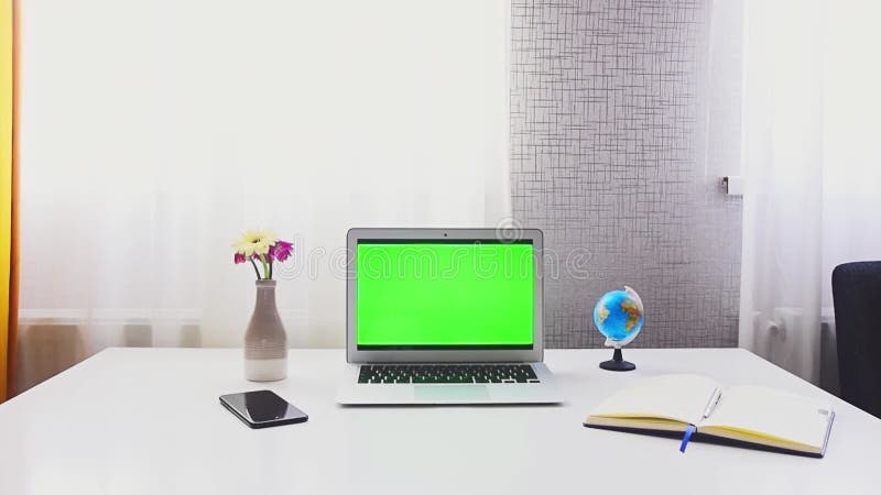 Zoom in Transition Close Up Shot Chroma Key Modern Work Space ...