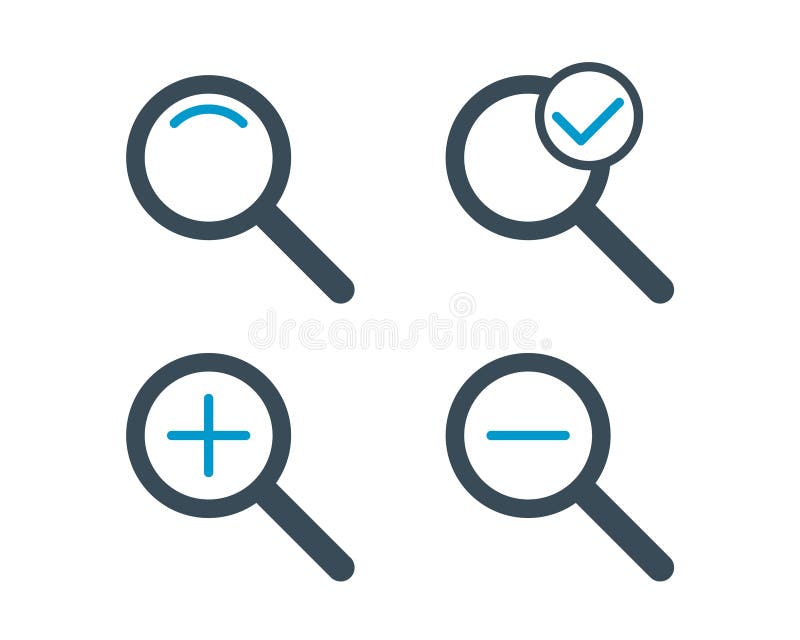 Zoom Two Color Icon Set. Search Vector Magnifying Glass Symbol Stock ...