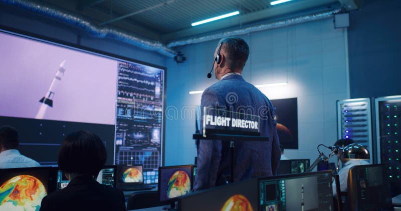 Boss Giving Commands during Rocket Launch Stock Photo - Image of ...