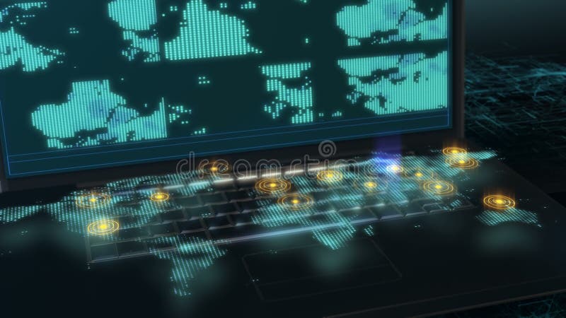 Zoom into Virtual City in Laptop with Motion Graphics Stock Video ...