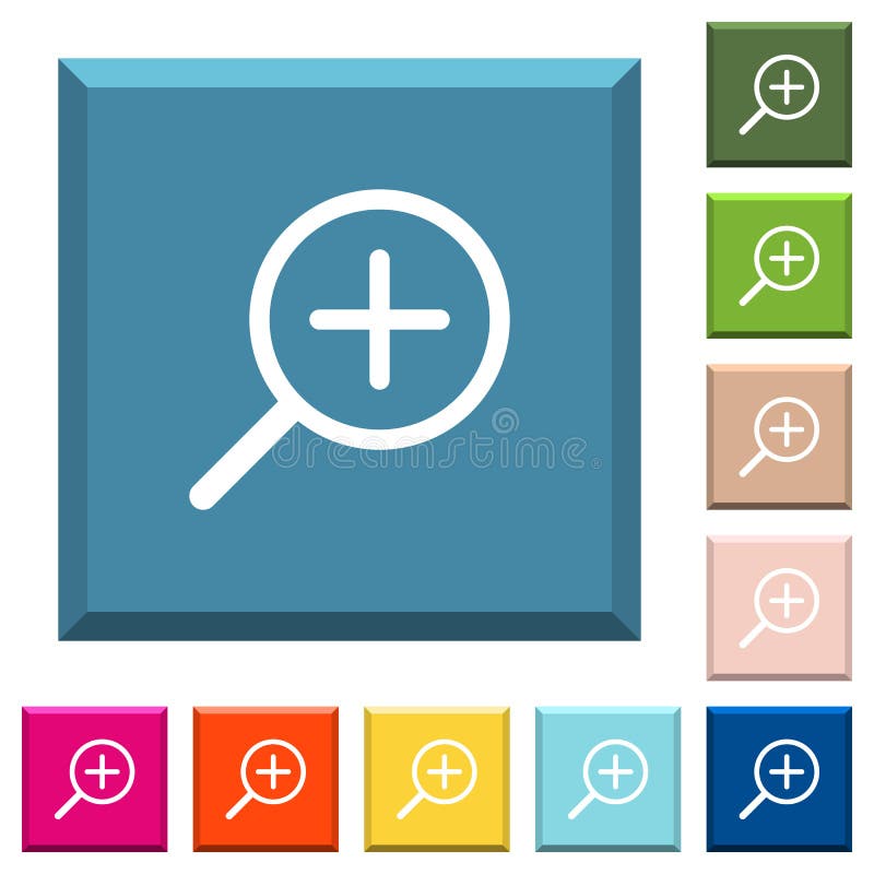 Zoom in White Icons on Edged Square Buttons Stock Vector - Illustration ...