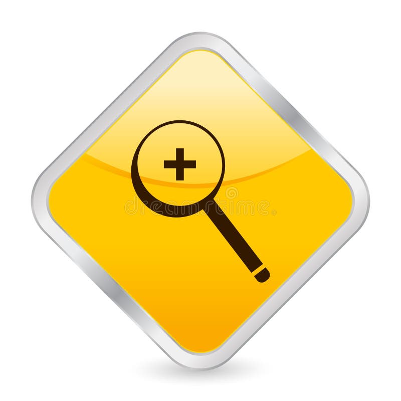 Zoom in yellow square icon stock vector. Illustration of push - 6183205