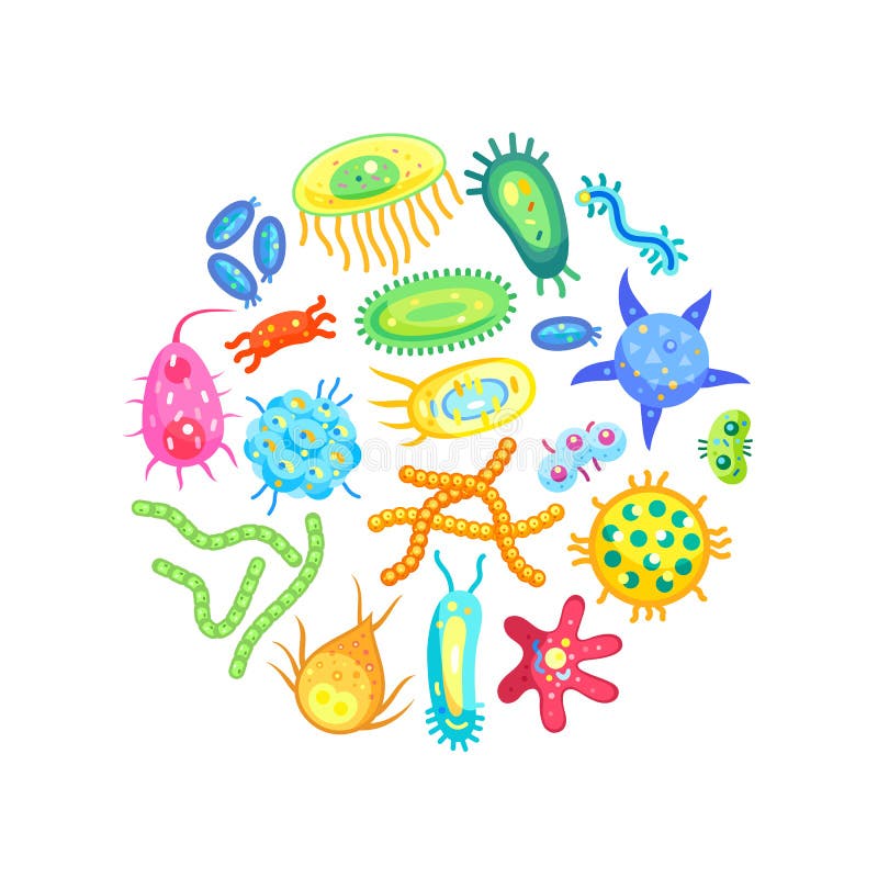 Microbes Bacteria and Viruses Healthcare Poster Stock Vector ...