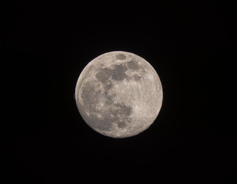 Zoomed into the almost Full Moon in a Night Sky Stock Photo - Image of ...
