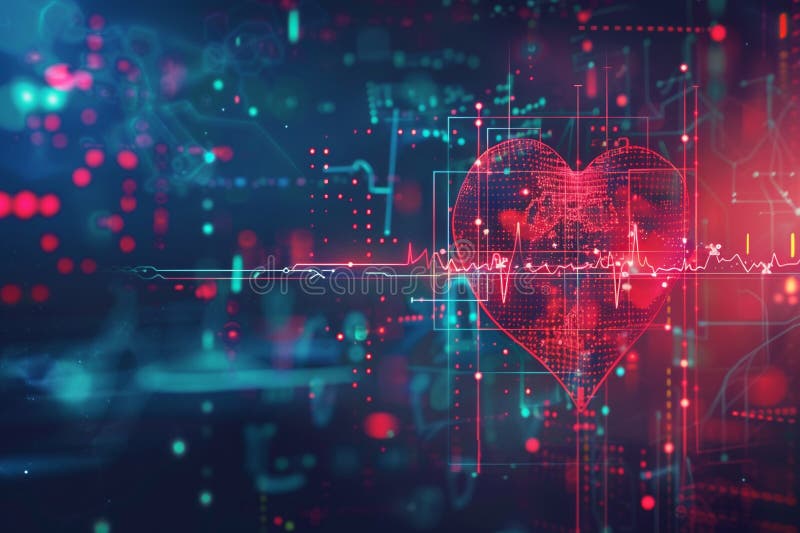 Zoomed in Heartbeat Line Seamlessly Merging with Digital Code ...