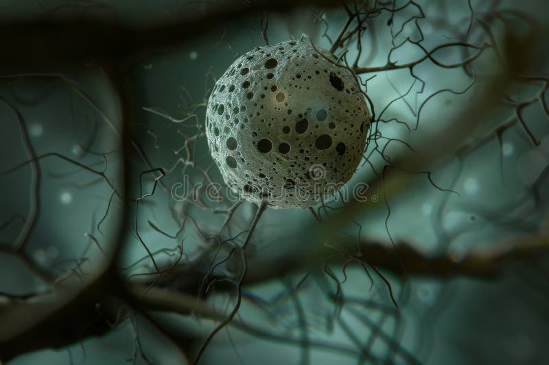 Zoomed-in Illustration of Bacteria with Detailed Texture, Representing ...