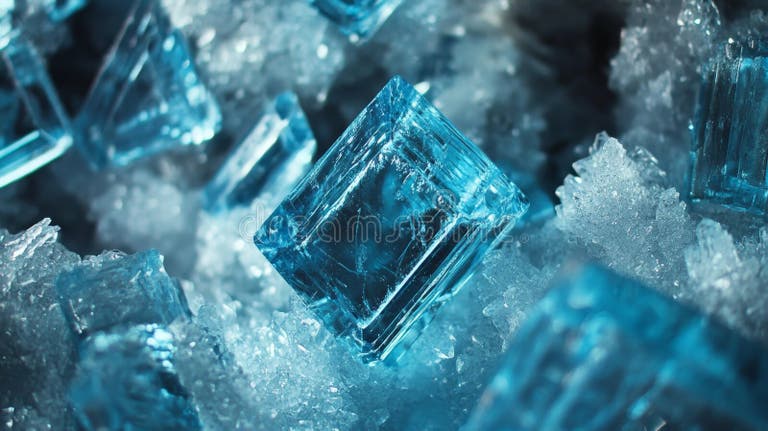 A Zoomed-in Image of Blue Crystals, Revealing Their Complex Designs and ...
