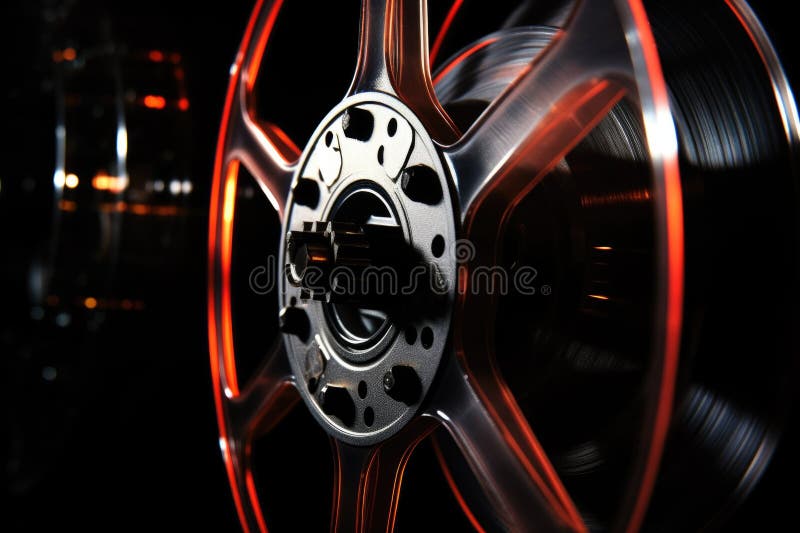 Zoomed in Image of a Camera Film Spool on a Black Background Stock ...