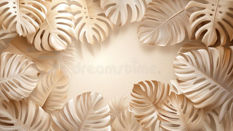 A Zoomed-in Image of a Leaf Pattern Set Against a White-beige ...
