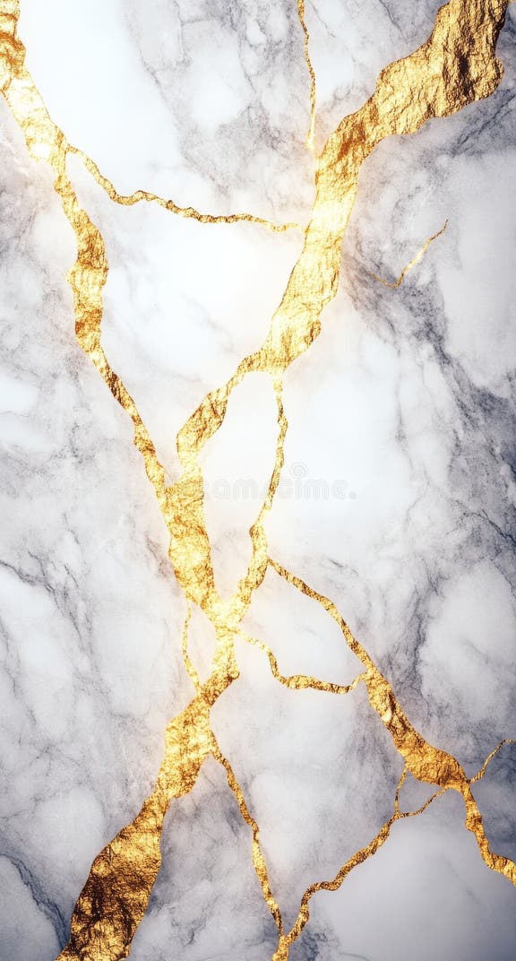 A Zoomed-in Image of Marble with a Gold Leaf Placed on it Stock Image ...