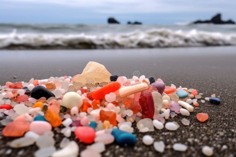 Zoomed-in Image of Microplastics on a Beach Stock Illustration ...