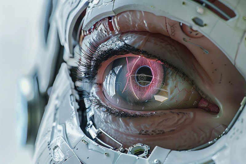 Zoomedin Image of a Robotic Eye with Advanced Sensors Mimicking ...