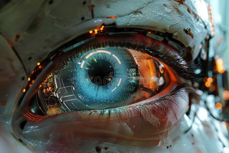 Zoomedin Image of a Robotic Eye with Advanced Sensors Mimicking ...