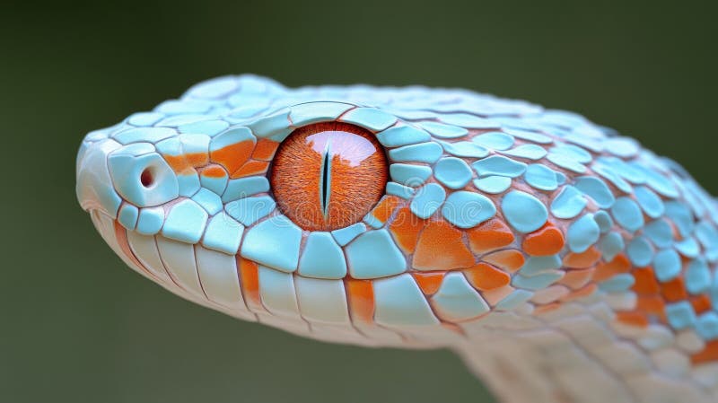 A Zoomed-in Image of a Snake S Head on a Blue and Orange Netted ...