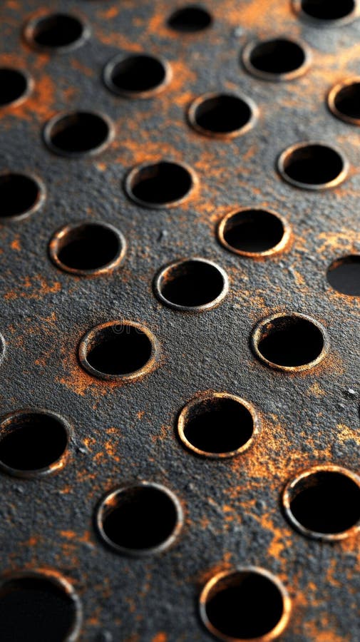 A Zoomed-in Look at a Textured Black Surface with Several Round Holes ...