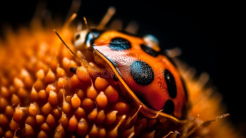 A Zoomed in Portrayal of a Ladybugs Spotted Shell. AI Generated Stock ...