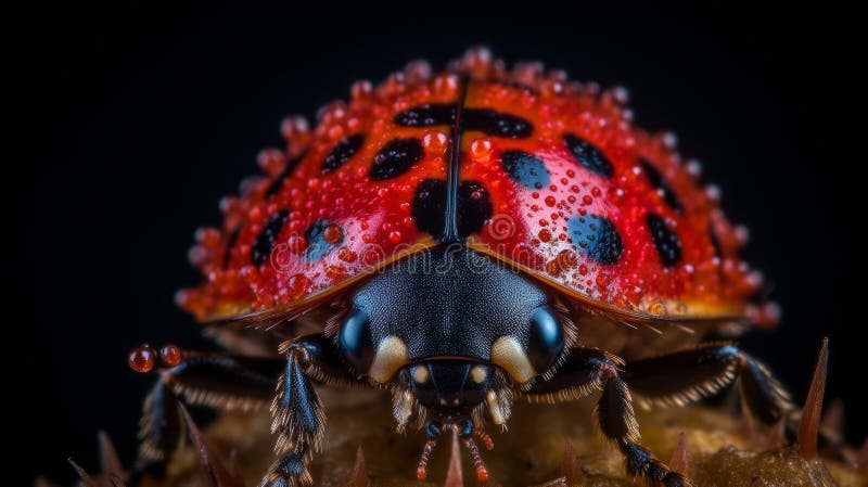 A Zoomed in Portrayal of a Ladybugs Spotted Shell. AI Generated Stock ...