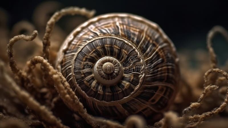 A Zoomed in Portrayal of a Snails Spiral Shell. AI Generated Stock ...