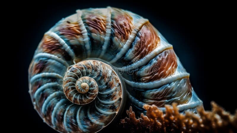 A Zoomed in Portrayal of a Snails Spiral Shell. AI Generated Stock ...