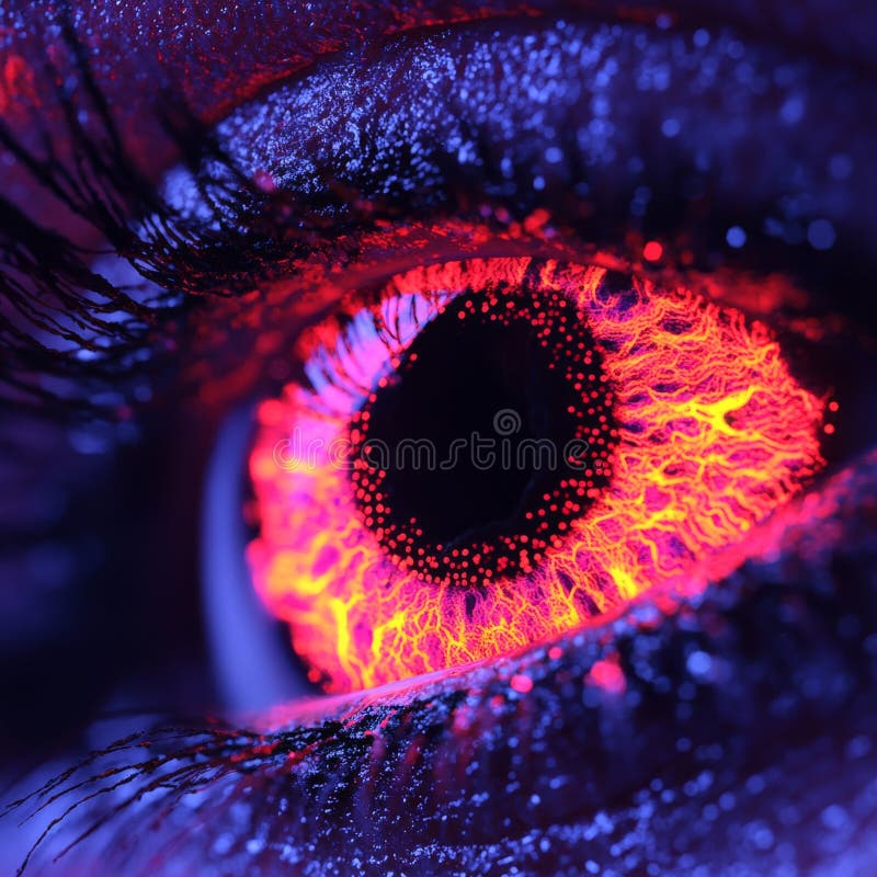 A Zoomed-in Shot of an Abstract Eye Featuring a Complex, Fiery Pattern ...