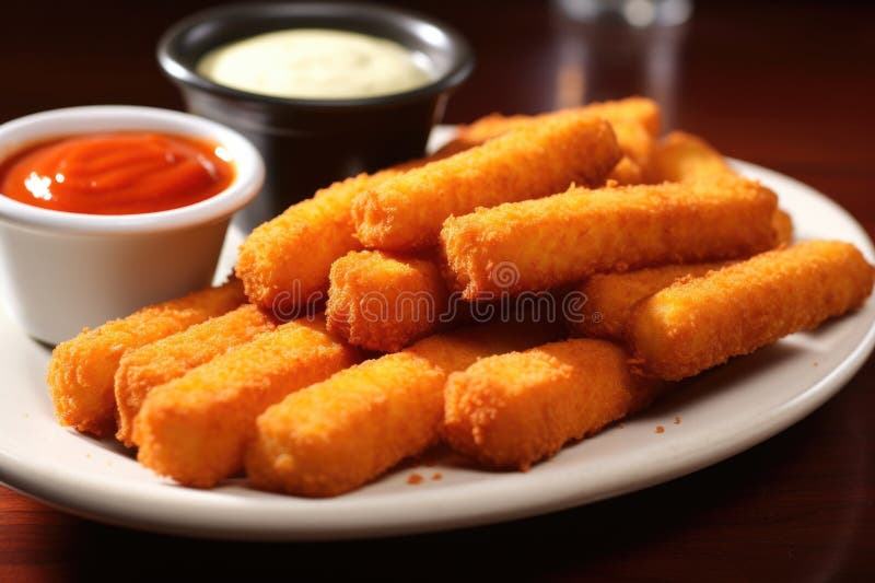 Zoomed Shot: Mozzarella Sticks Cheese Pull Stock Image - Image of food ...