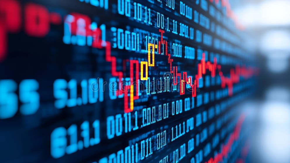 A Zoomed-in Shot of a Vivid Red Computer Screen Featuring Detailed Data ...