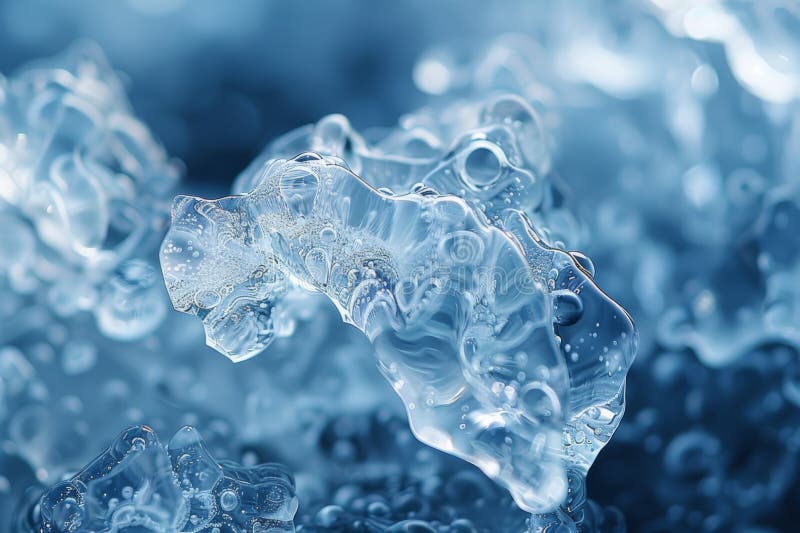 Zoomed-in View of Abstract Geometric Ice Patterns with Sharp Edges and ...