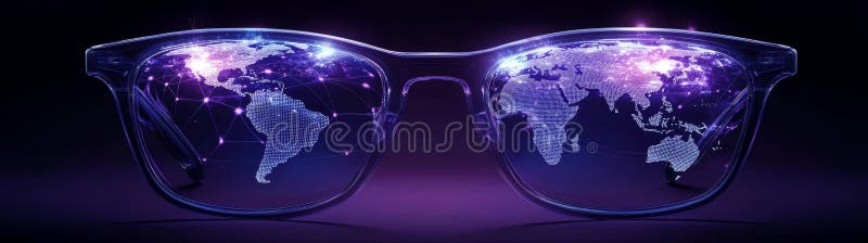 A Zoomed-in View of Advanced Glasses Displaying Bright Digital Graphics ...