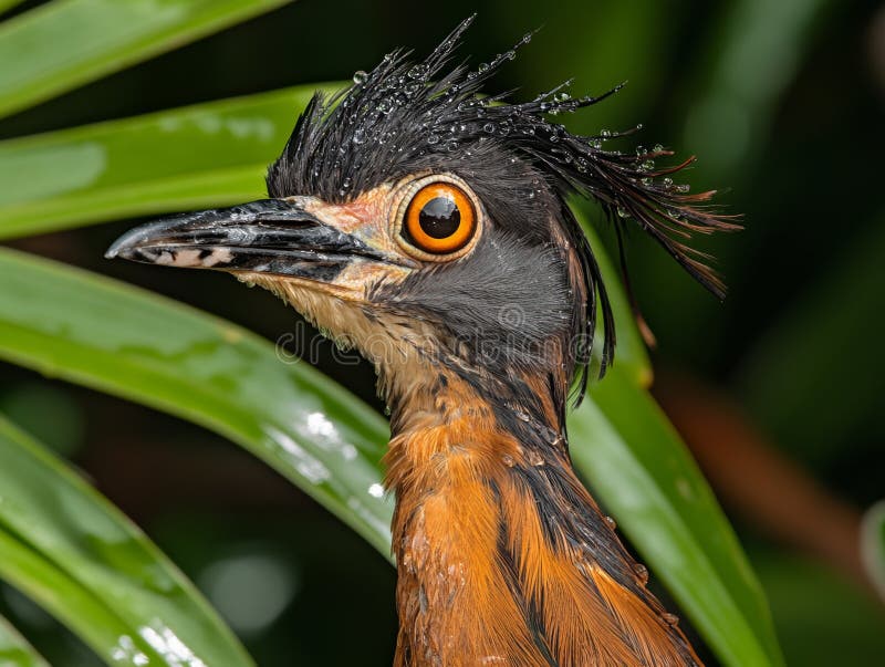 A Zoomed-in View of a Bird with Water Droplets Resting on Its Head ...