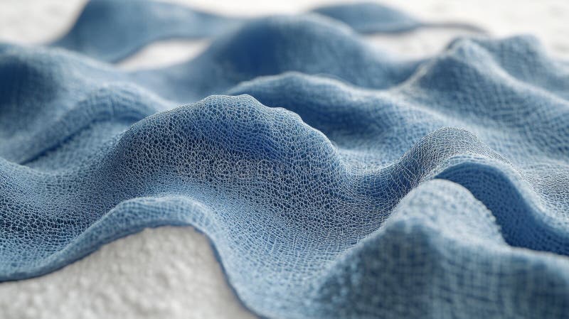 A Zoomed-in View of Blue Fabric with a Textured Surface, Displaying Its ...