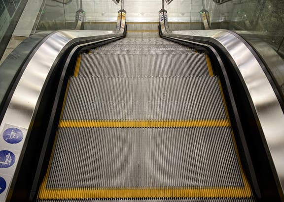 Zoomed-in View of Escalator Steps and Movement Mechanics Stock Photo ...