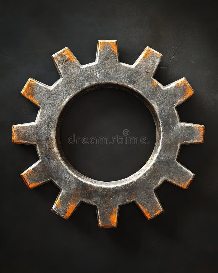 A Zoomed-in View of a Metallic Cog Displaying a Bright Lock Symbol ...