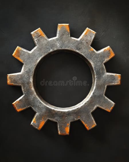 A Zoomed-in View of a Metallic Cog Displaying a Bright Lock Symbol ...