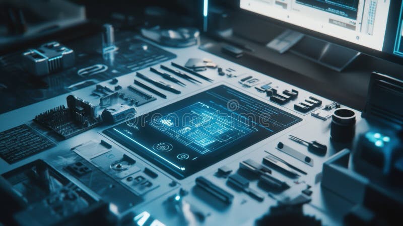 A Zoomedin Shot of a Multifunctional Workstation Displaying a Variety ...