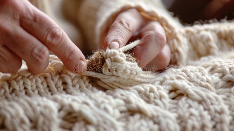 Zoomedin View of the Intricate Cable Stitch Being Worked with a ...