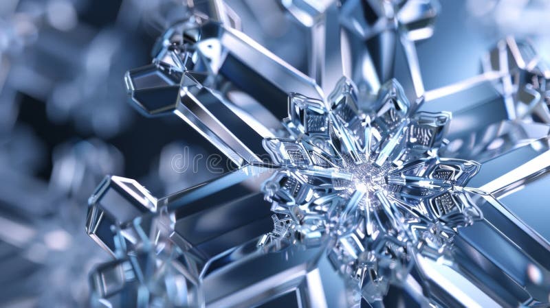 A Zoomedin View of a Single Geometric Snowflake Revealing Its Unique ...