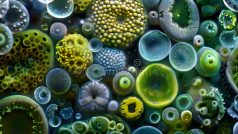 A Zoomedout Image of a Diverse Collection of Algae Cells Highlighting ...
