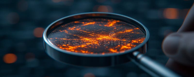 Zooming in on Technology with a Magnifying Glass Stock Illustration ...