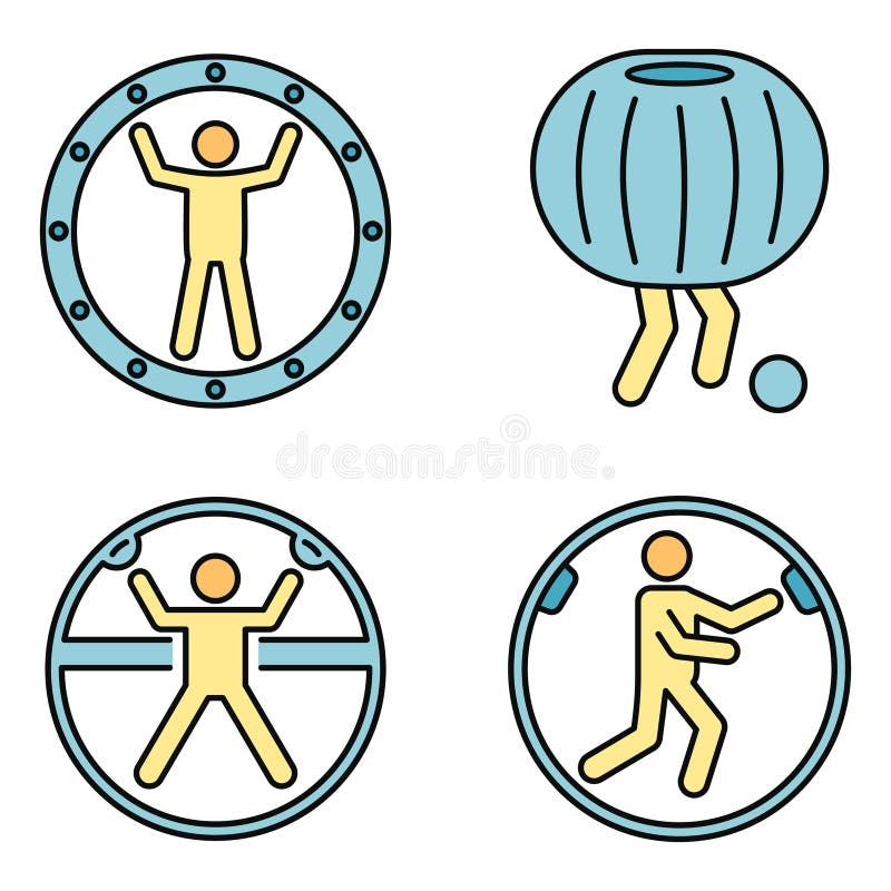 Zorb Ball Activity Icons Set Vector Color Stock Illustration ...
