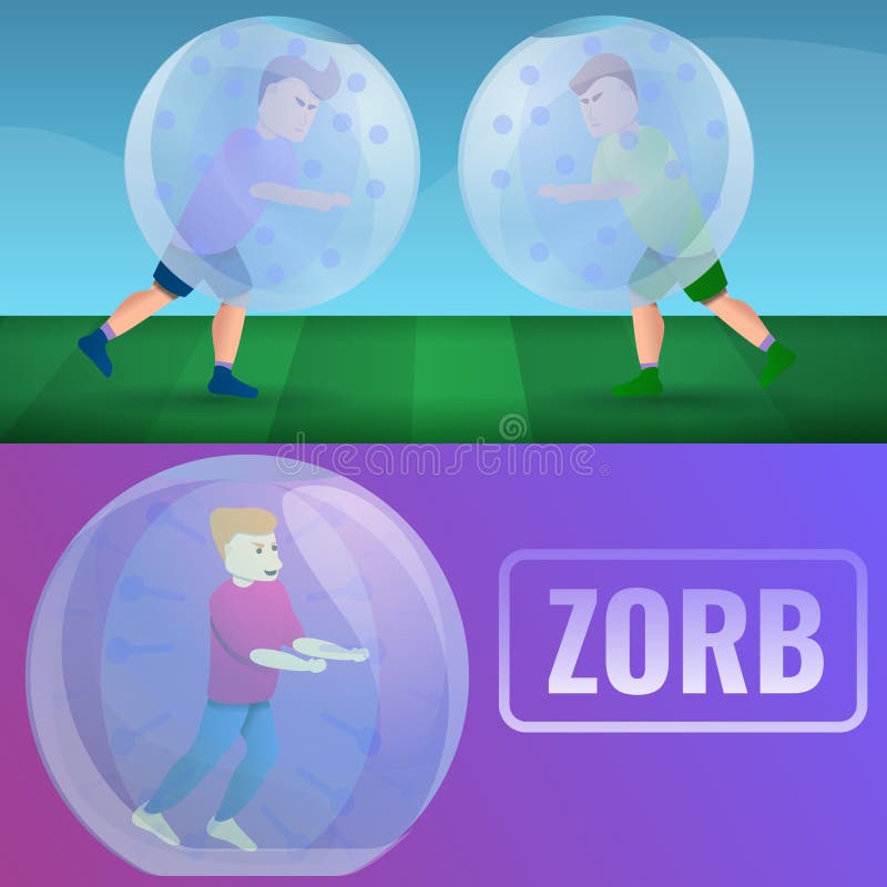 Vector Water Zorbing Cartoon Illustration. Stock Vector - Illustration ...
