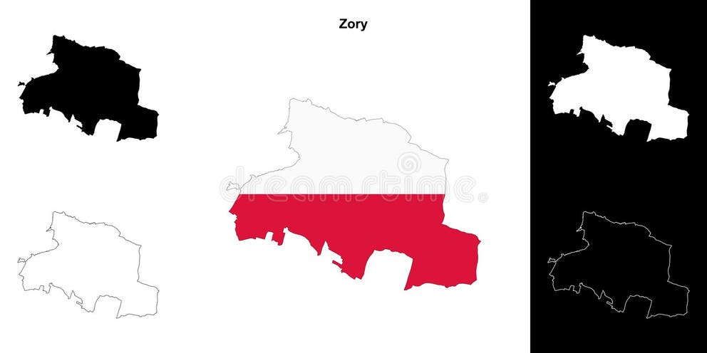 Zory outline map stock vector. Illustration of cartography - 356927408