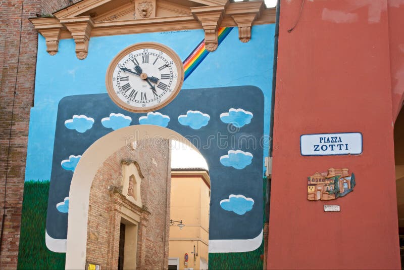 Zotti square dozza imolese editorial photography. Image of painted ...