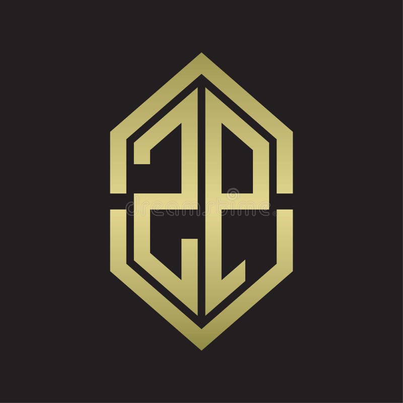 ZP Logo Monogram with Hexagon Shape and Outline Slice Style with Gold ...