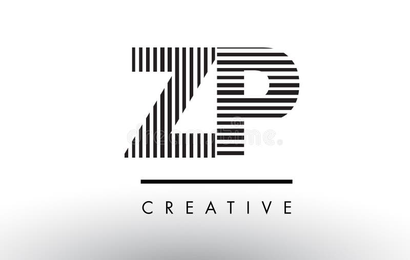 ZP Z P Black and White Lines Letter Logo Design. Stock Vector ...