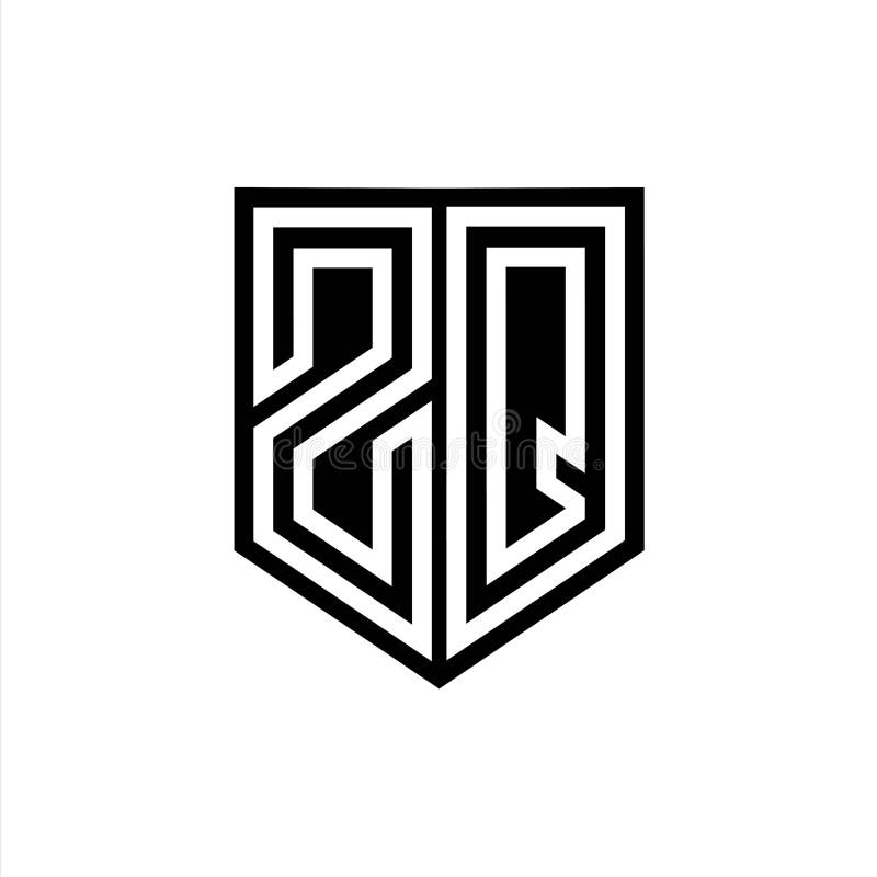 ZQ Logo Monogram Shield Geometric White Line Inside Black Shield Color ...