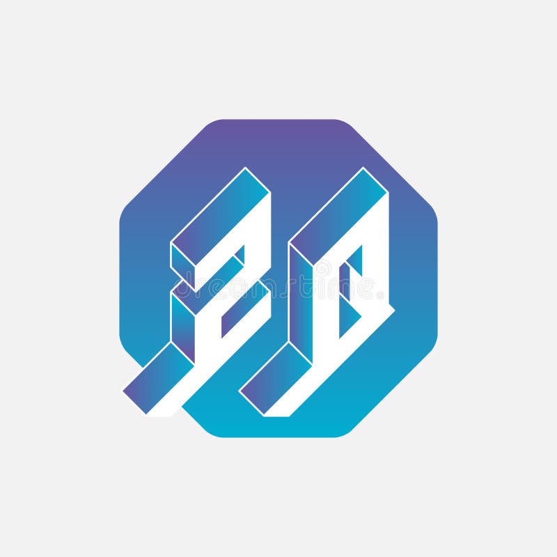 ZQ or 2Q - Monogram or Logotype. Volume Alphabet. Three-dimension ...